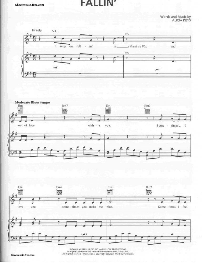 Fallin Sheet Music Alicia Keys (Sheetmusic Free - Com) | PDF