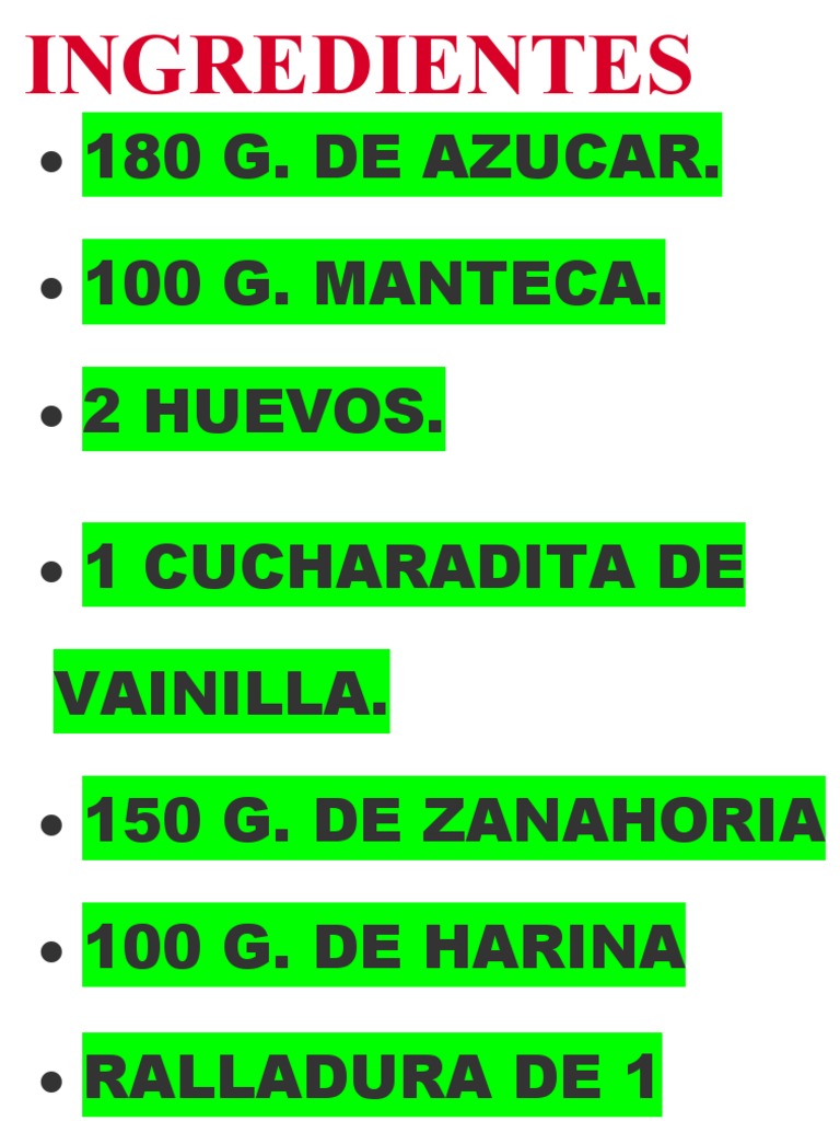 Ingredientes Torta | PDF