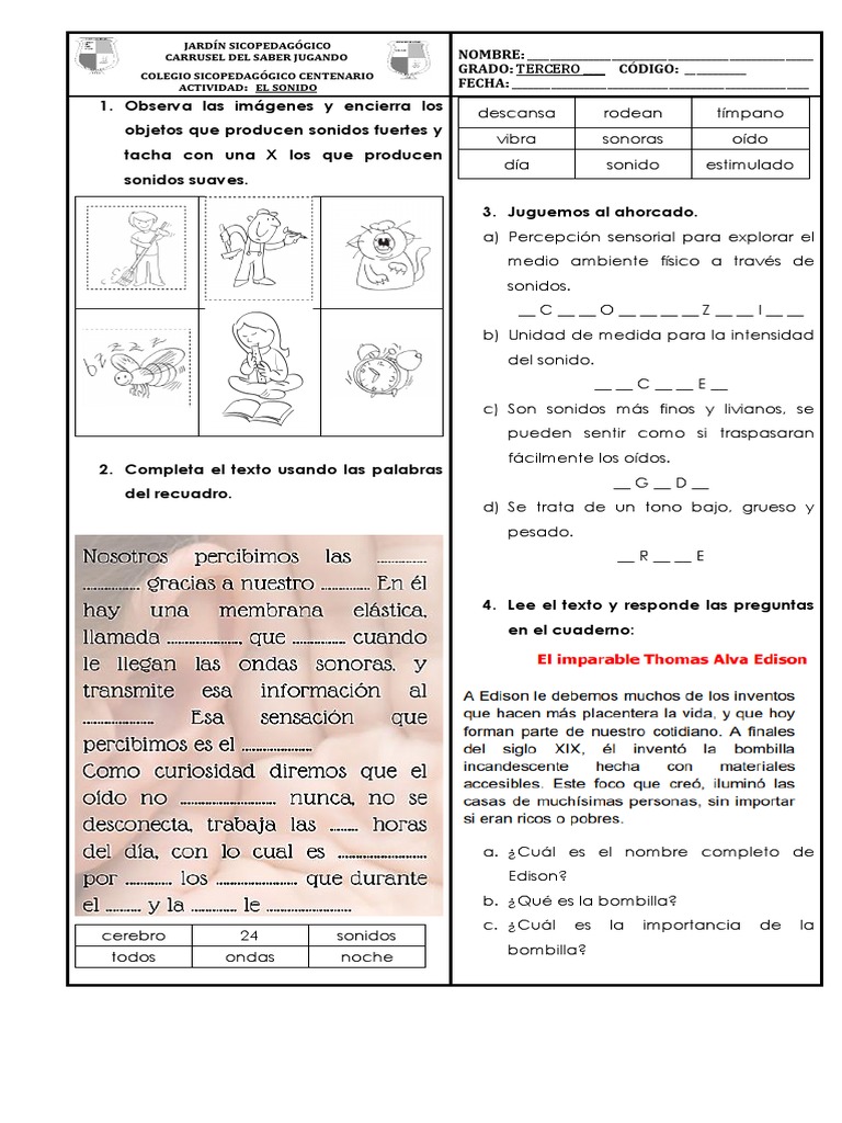 Guía de Ciencias - El Sonido | PDF | Sonido | Sistema nervioso