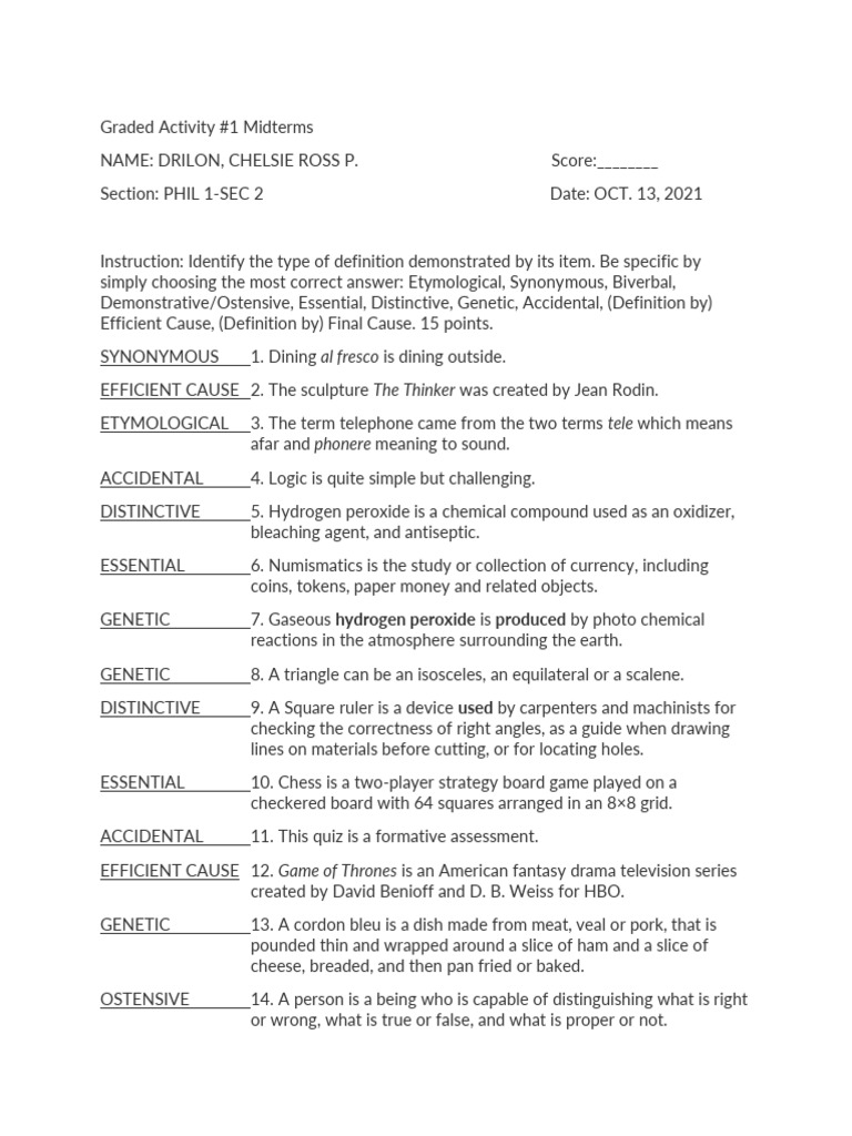 Graded Activity1 Midterms Definition | PDF | Young Adult