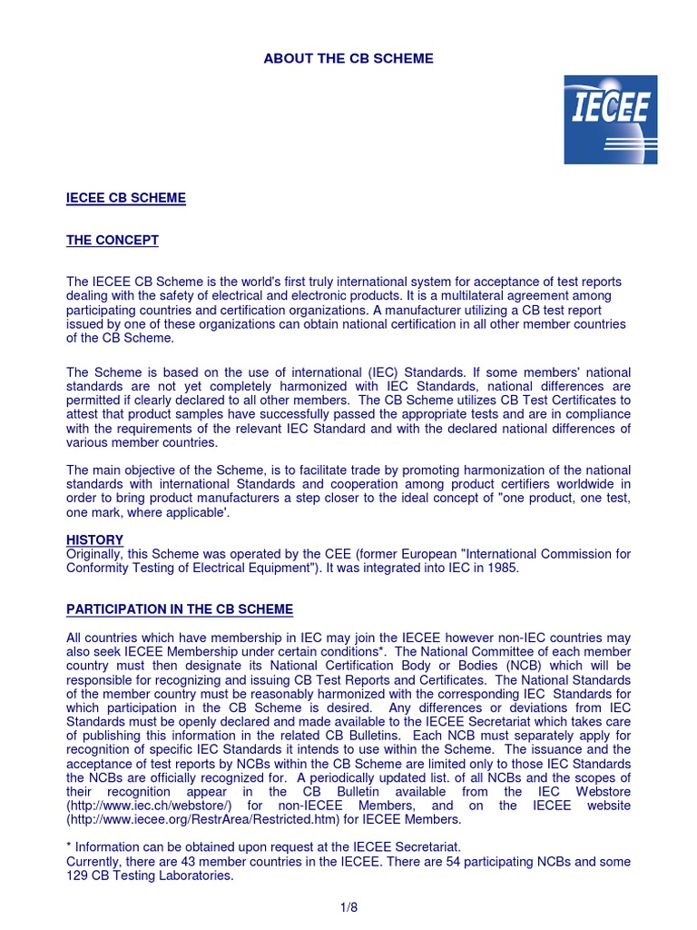 About The CB Scheme | PDF | International Electrotechnical Commission ...