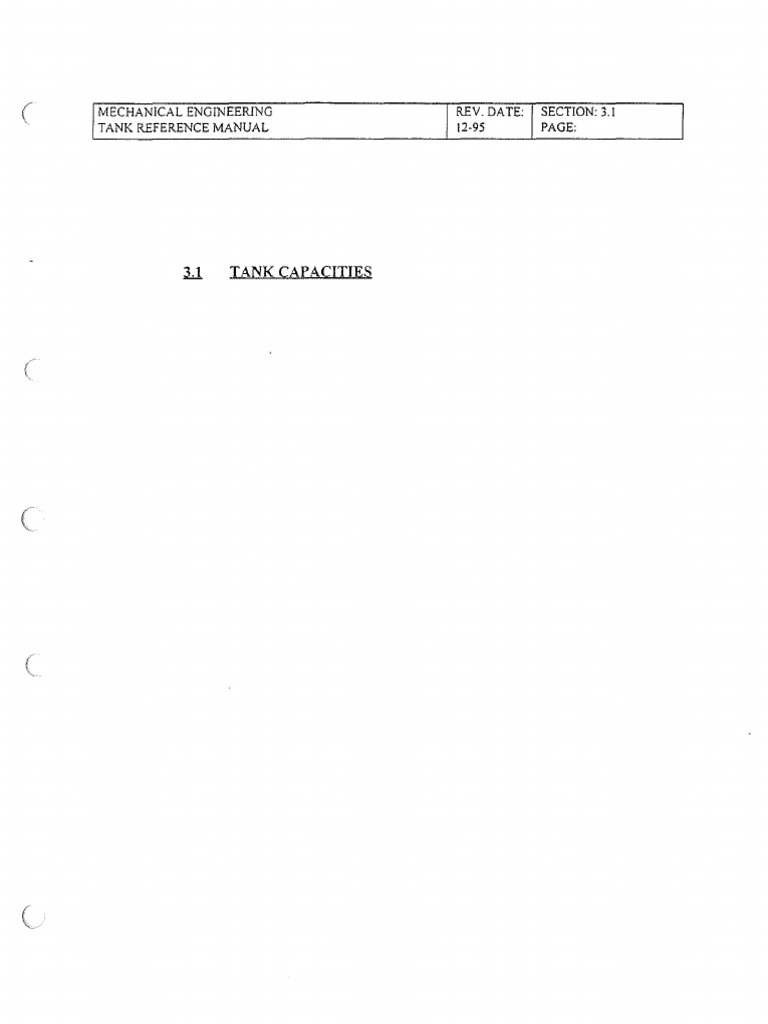 II Tank Capacities: Mechanical Engineering Rev. Date Section 3.1 Tank ...