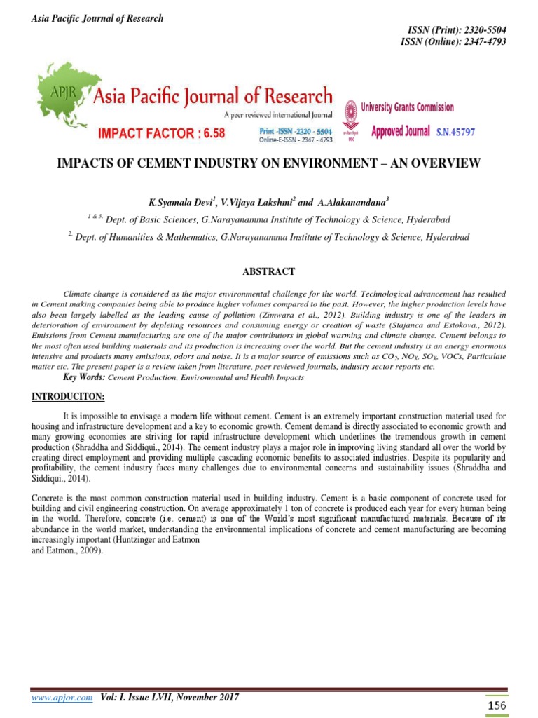 Impacts of Cement Industry On Environment - An Overview | PDF | Cement ...