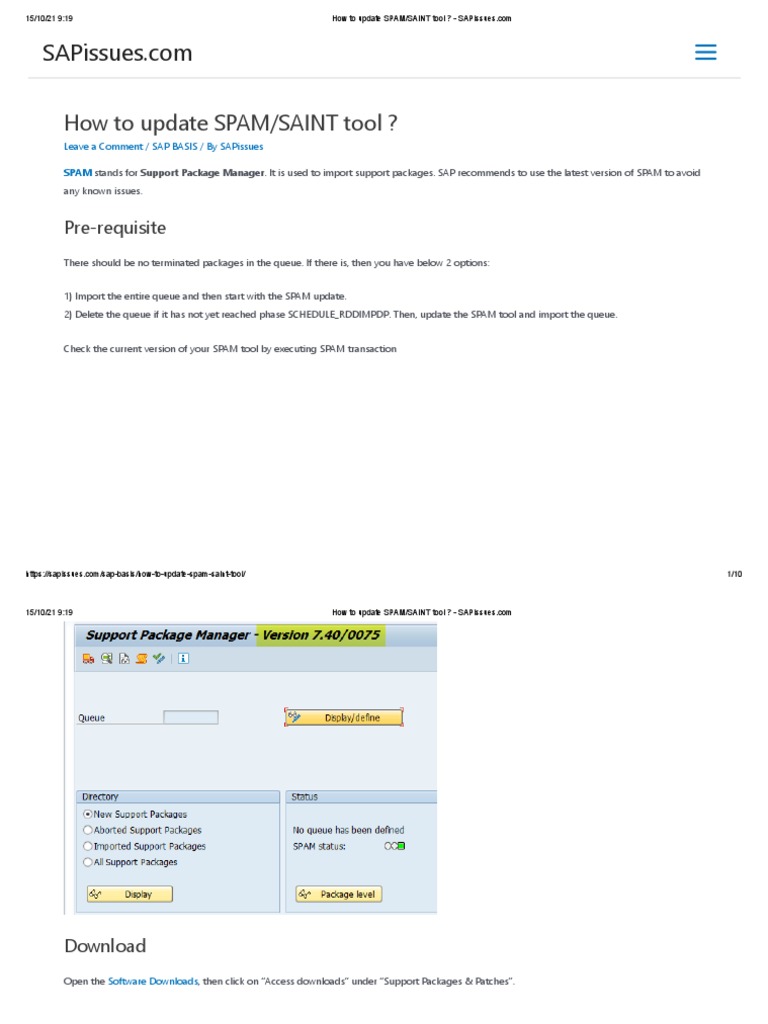 Actualizcion de SAPAM Y SAITN SAP | PDF | Spamming | Internet
