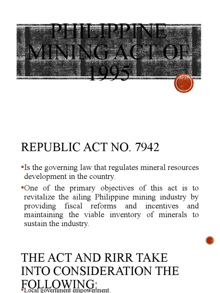 Philippine Mining Act of 1995 | PDF