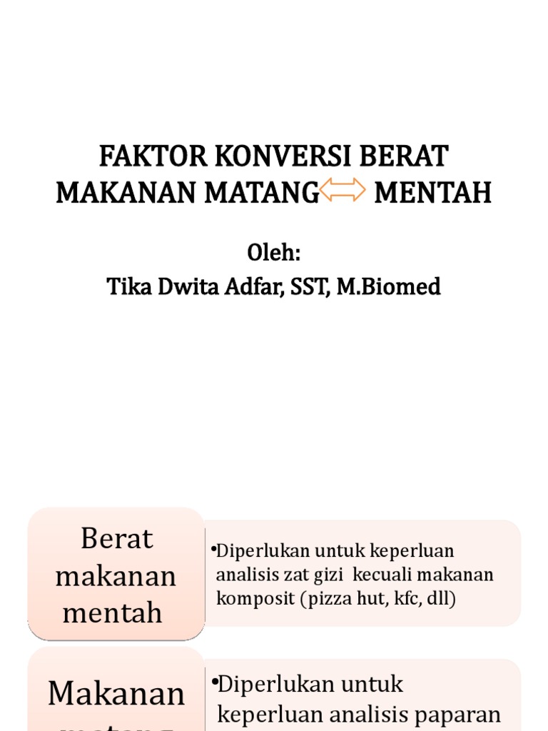 Faktor Konversi Berat Makanan Matang Mentah | PDF