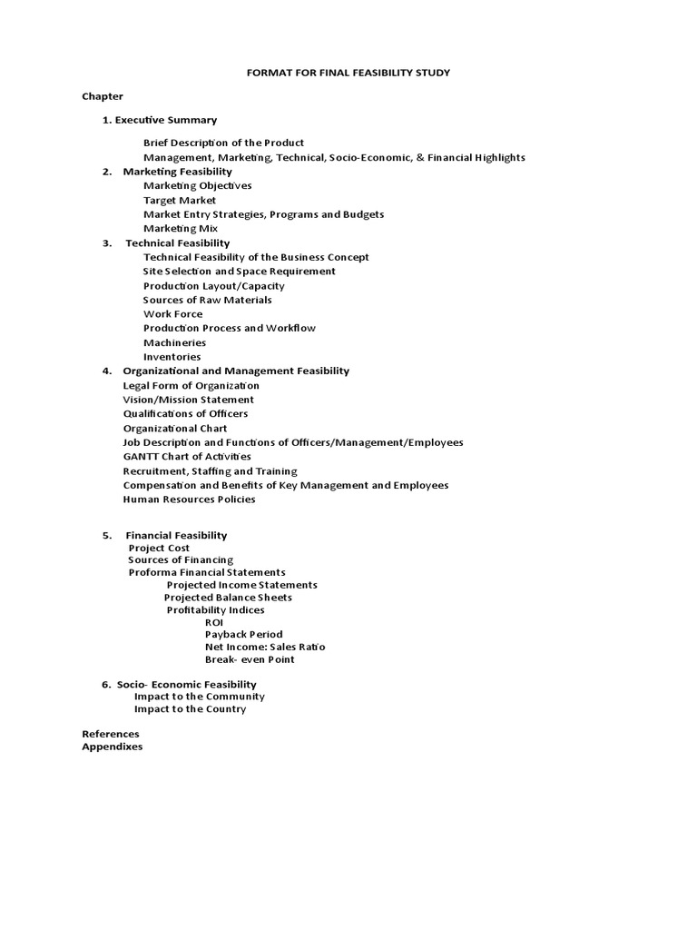 Final Feasibility Study Format Guide | PDF | Business