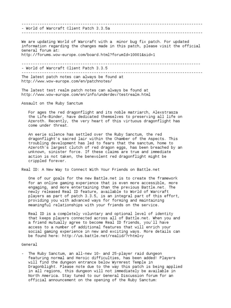 Patch | Download Free PDF | World Of Warcraft
