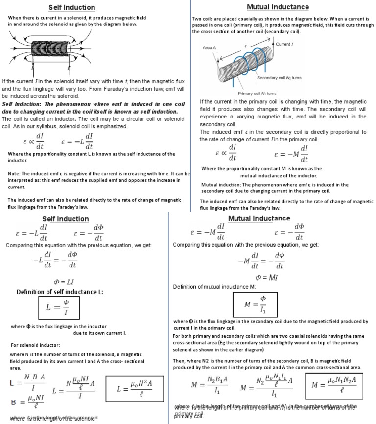Comparisan Self Induction and Mutual Induction | PDF | Electromagnetic Induction | Inductor