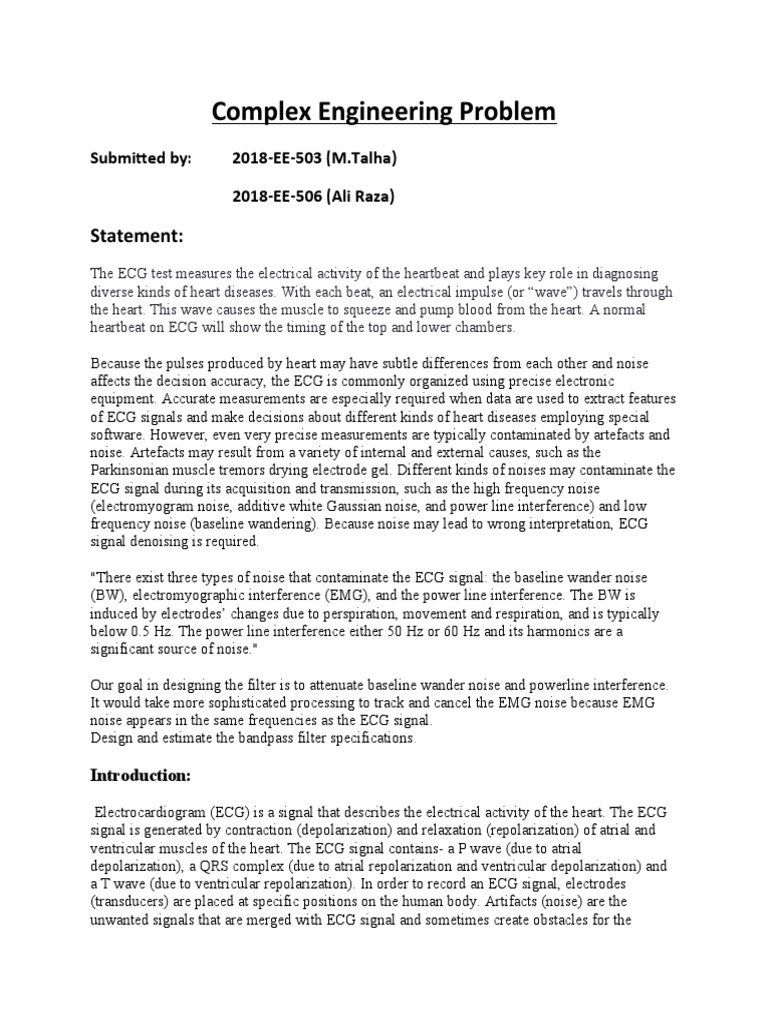 Complex Engineering Problem | PDF | Electrocardiography | Electromyography