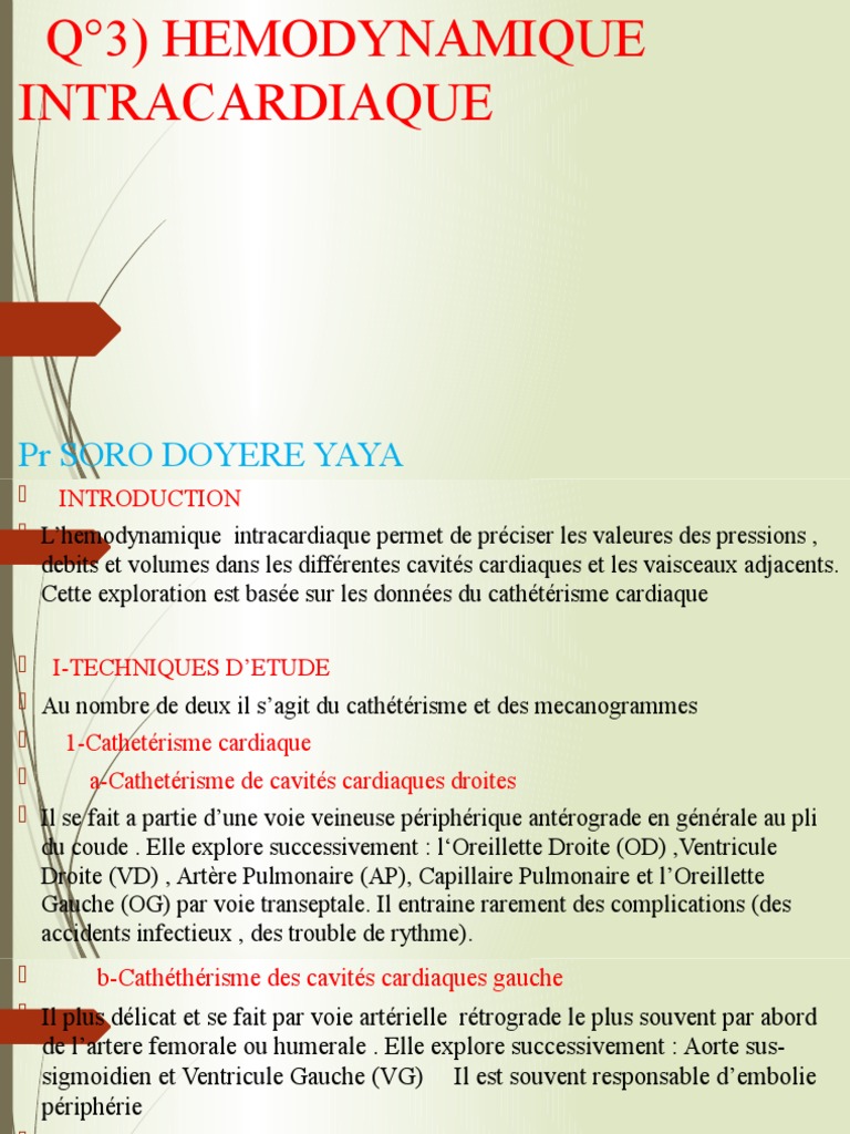 Q°3) L'hemodynamique Intracardiaque | PDF | Cœur | Atrium (anatomie)