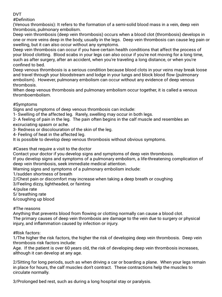 DVT | PDF | Thrombosis | Vein