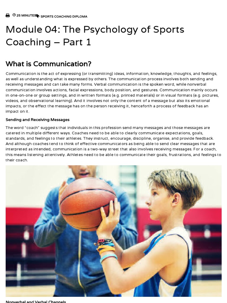 Psychology of Sports Coaching | PDF | Communication | Nonverbal ...