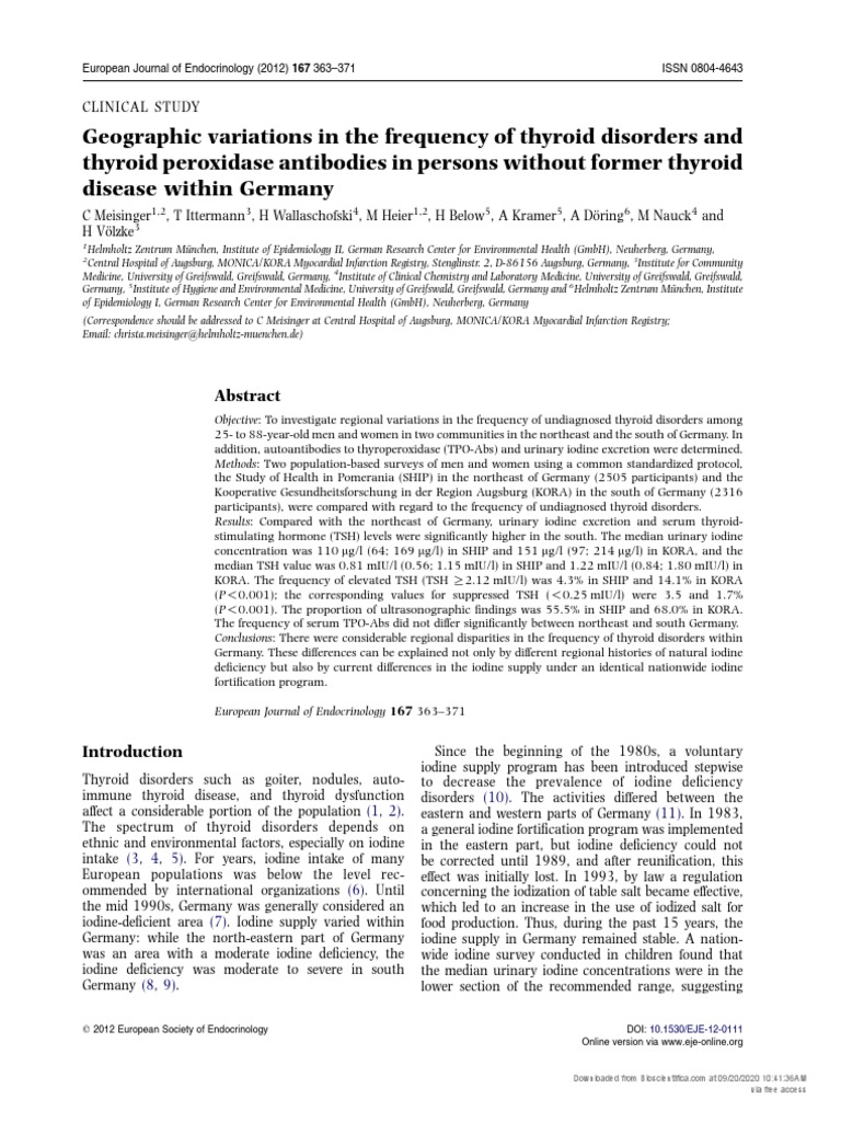 Thyroid Disorders in Germany | PDF | Thyroid Stimulating Hormone ...