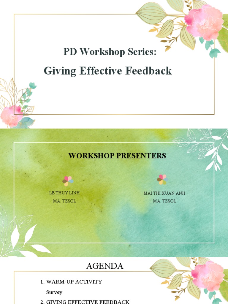 (Pre-Workshop Slides) Giving Effective Feedback | PDF | Learning ...