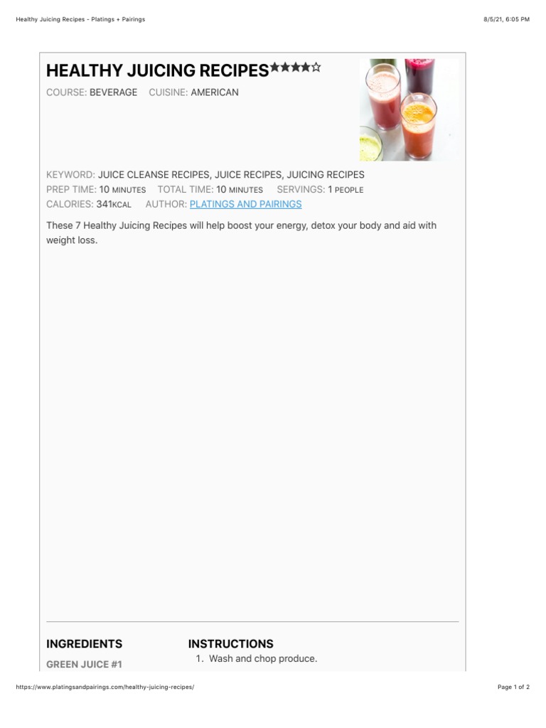 Healthy Juicing Recipes | PDF | Diet & Nutrition | Juice