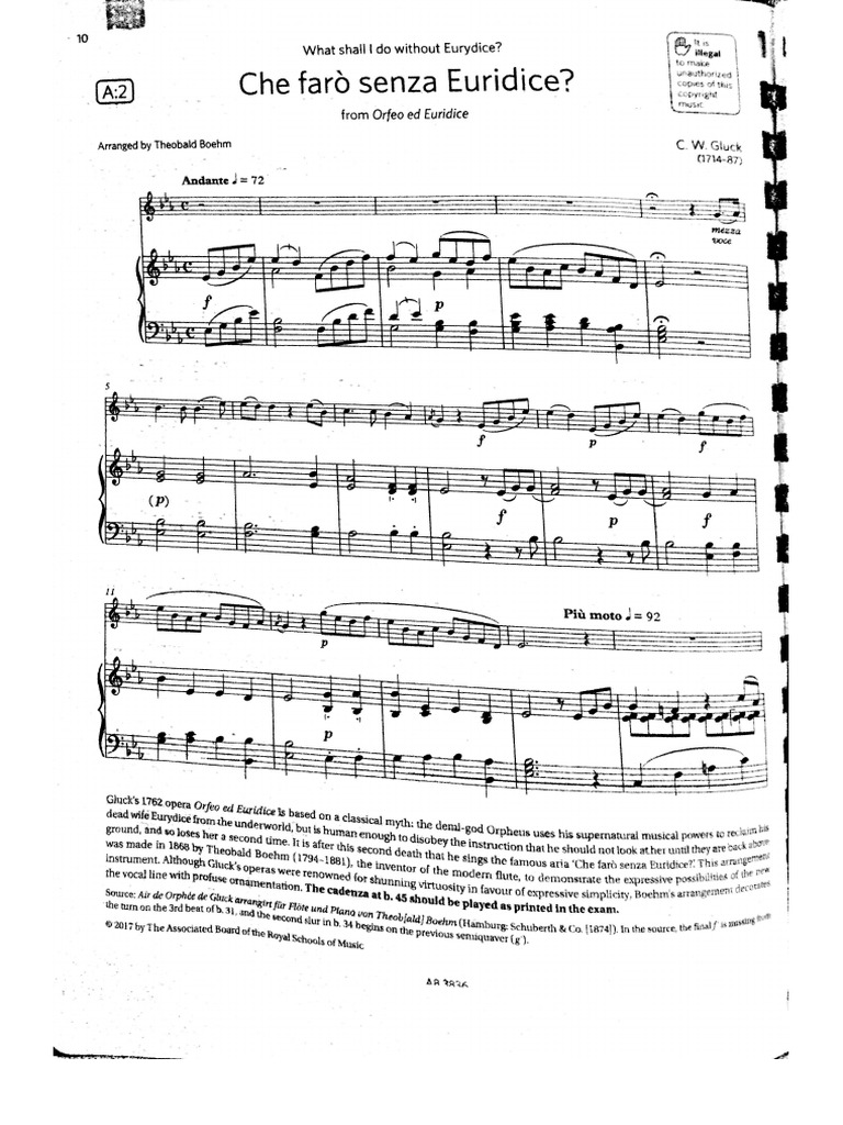 Che Faro Senza Euridice | PDF