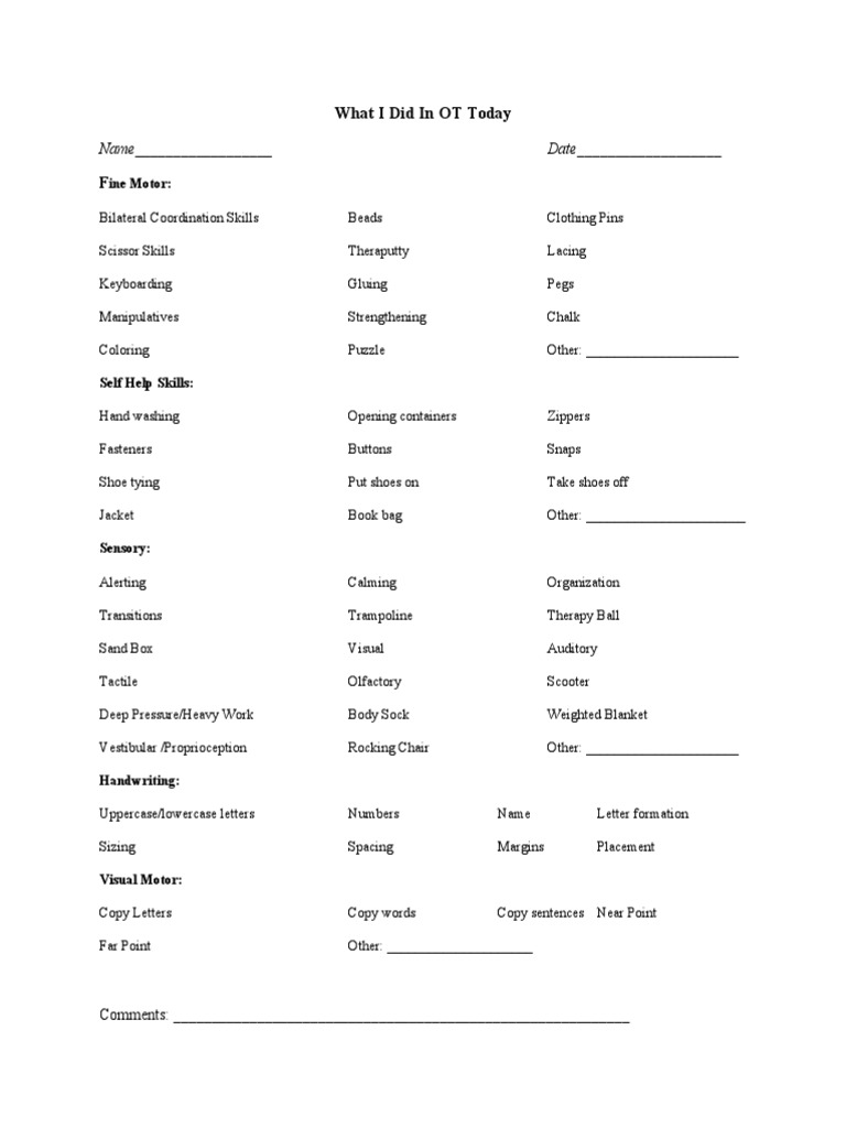 What I Did in OT Today | PDF | Career & Growth | Games & Activities
