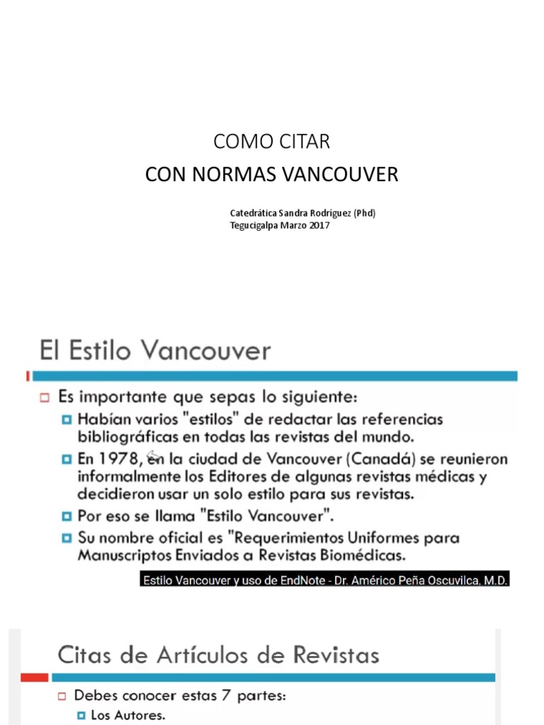 Como Citar Normas Vancouver | PDF