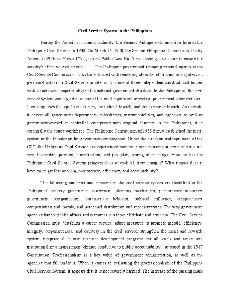 Philippine Civil Service System Overview | PDF | Civil Service ...