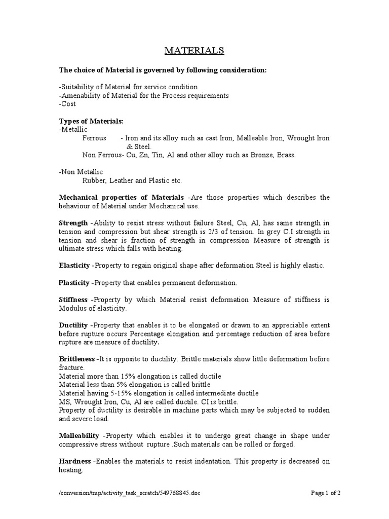 Material Properties | PDF | Ductility | Strength Of Materials