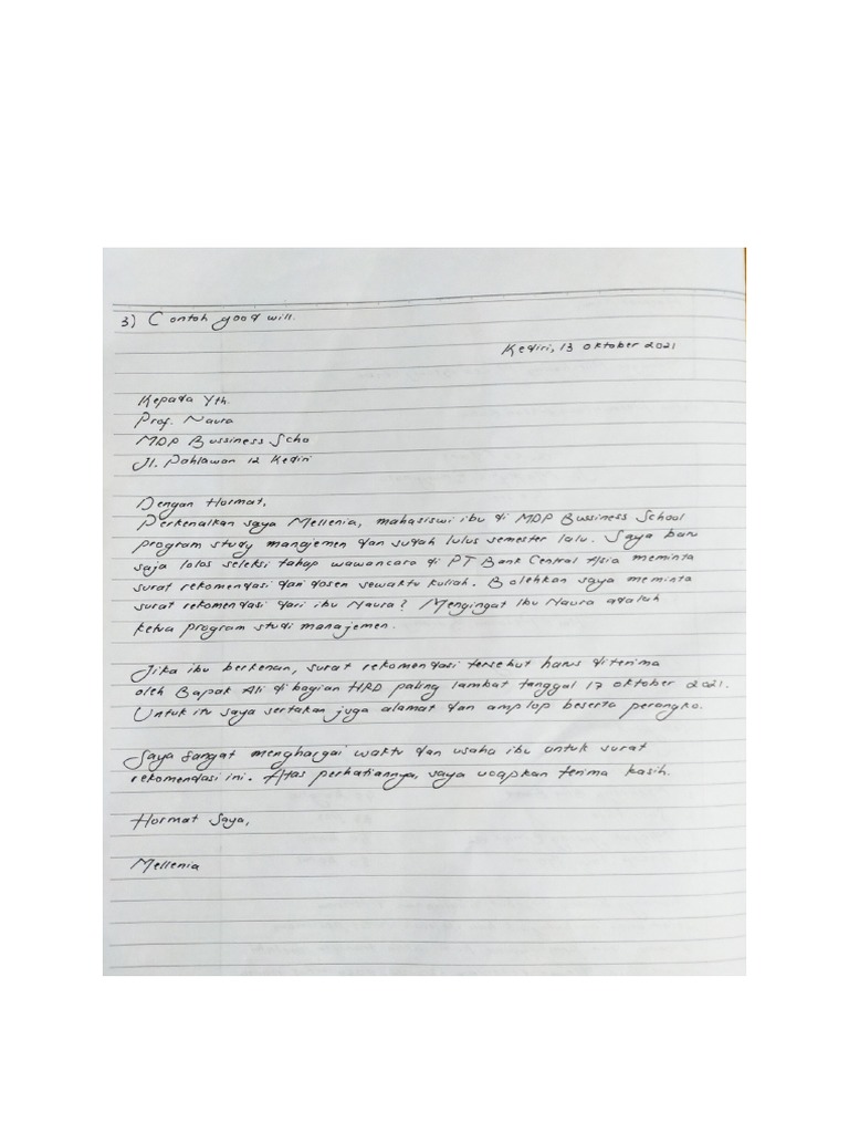 Contoh Surat Good Will | PDF