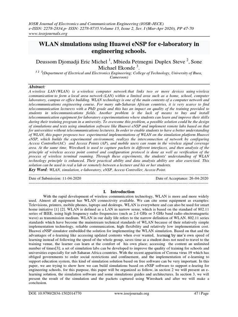 WLAN Simulations Using Huawei ENSP For e | PDF | Wireless Lan ...