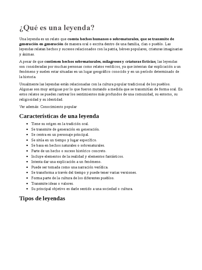 Definición y características de leyendas | PDF | Leyendas | Yeti