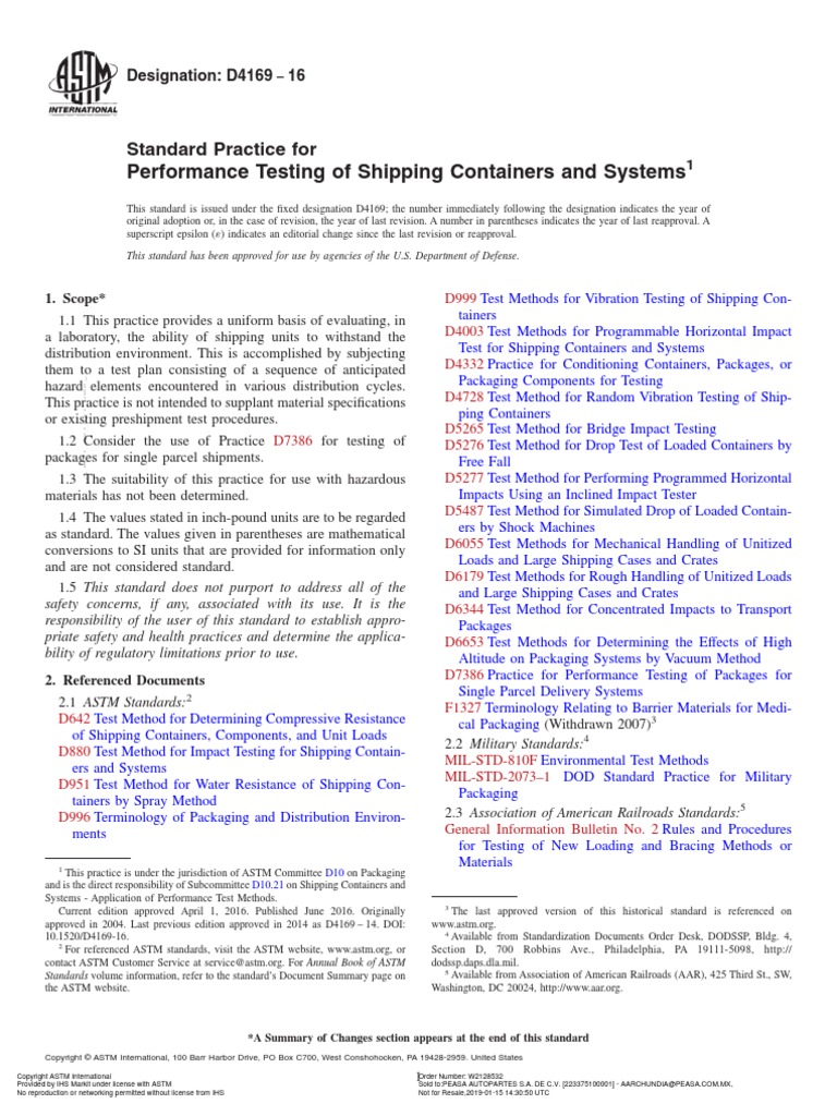 Astm D4169 | PDF | Cargo | Packaging And Labeling