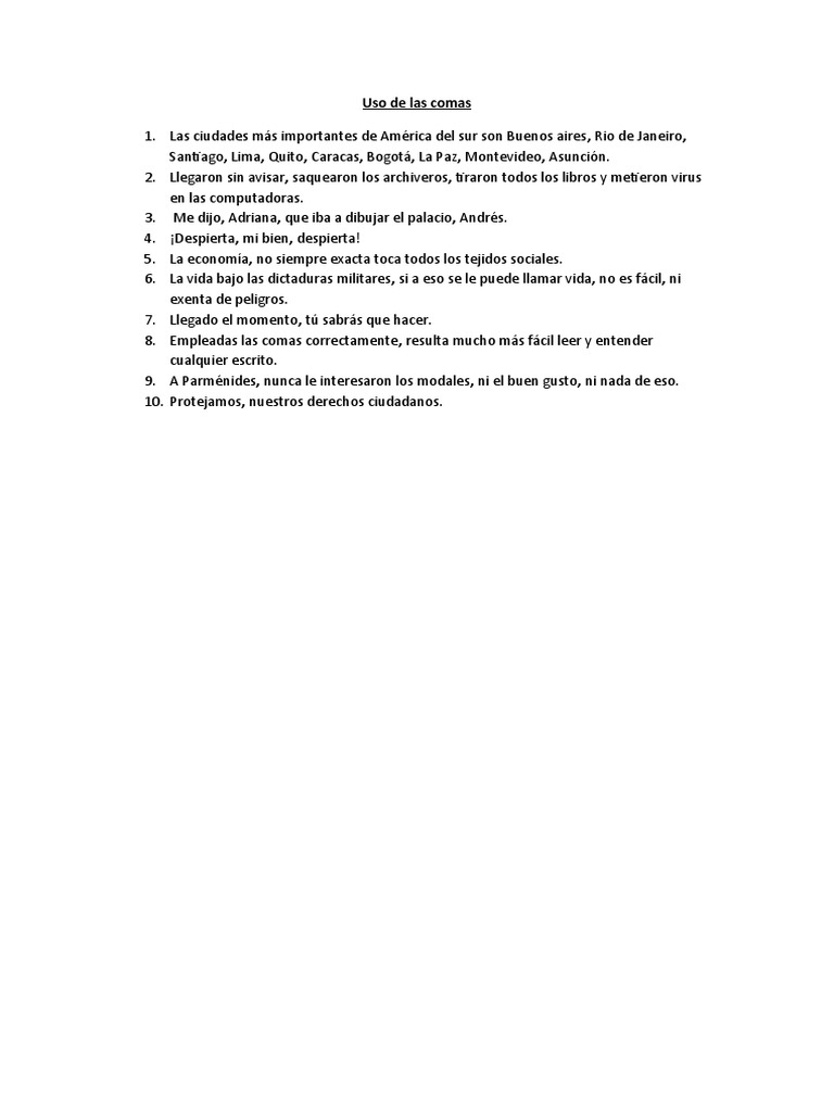 Uso de Las Comas | PDF
