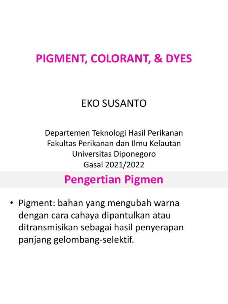 Pigment, Colorant Dan Dyes 1 | PDF