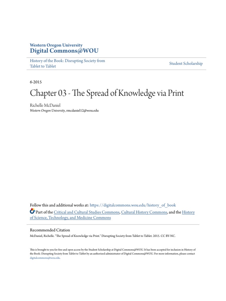 Chapter 03 - The Spread of Knowledge Via Print | PDF | Printing ...
