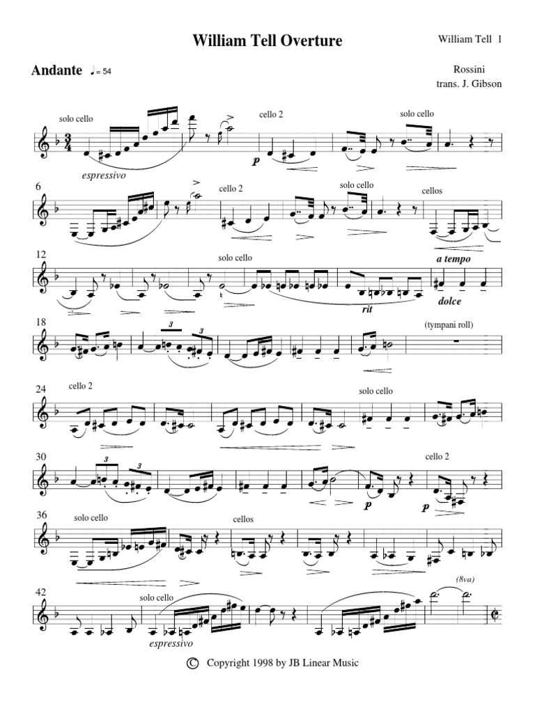William Tell Overture: Andante | PDF | Cello | Woodwind Instruments