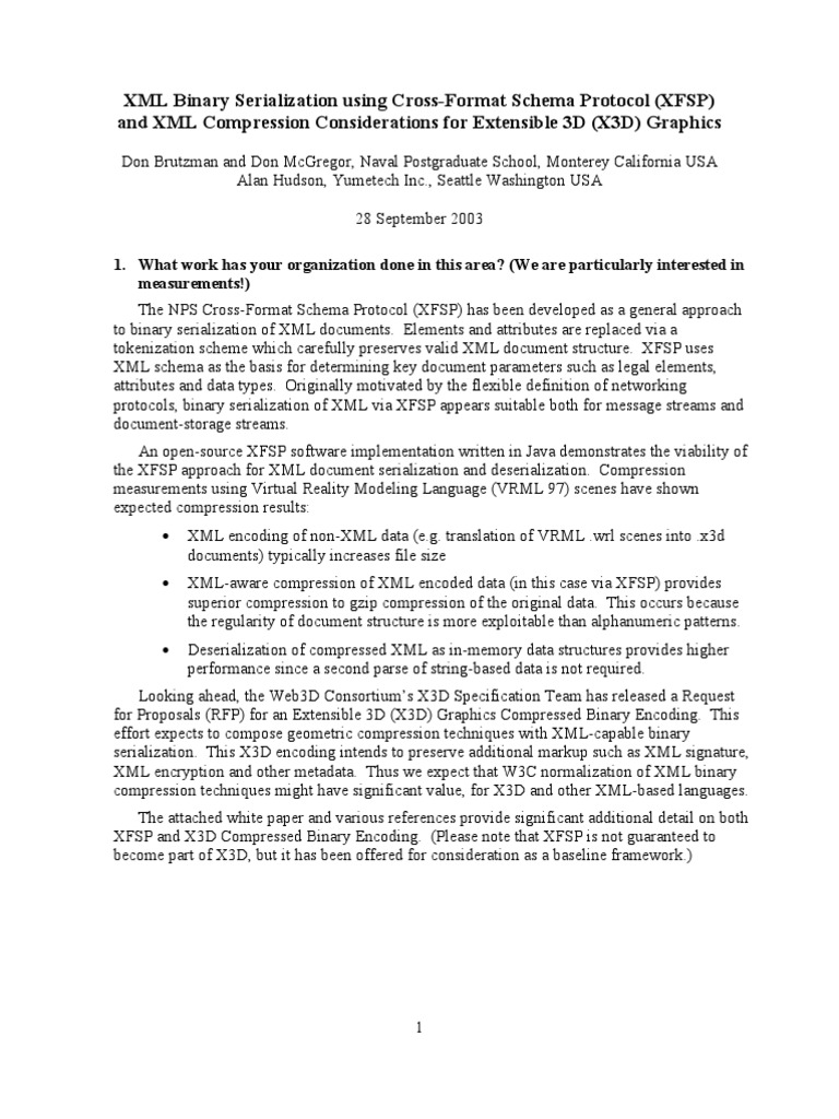 Xml Binary Serialization Using Cross Format Schema Protocol Xfsp And Xml Compression