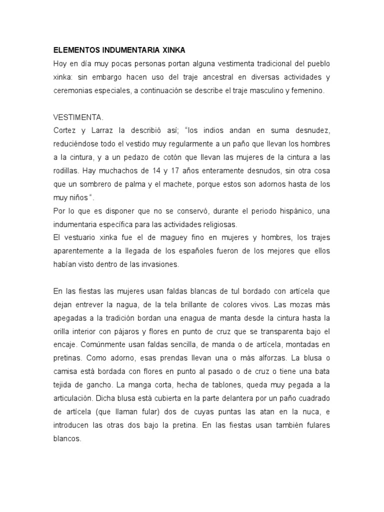 Elementos de la Indumentaria Xinka | PDF | Ropa