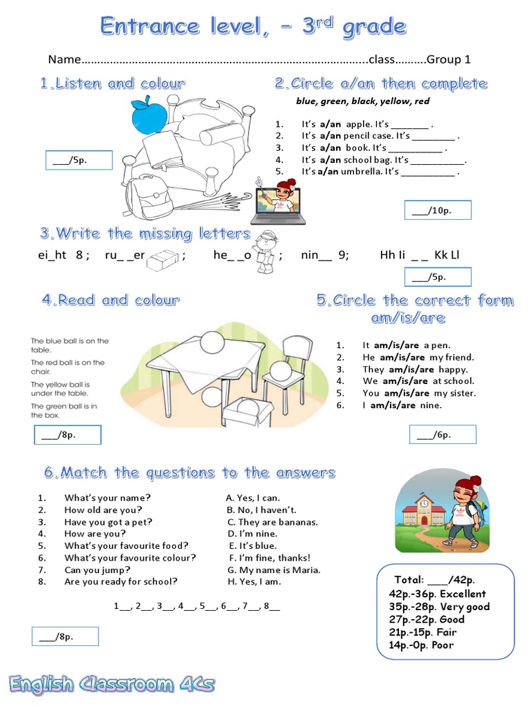 Entrance Level 3rd Grade | PDF