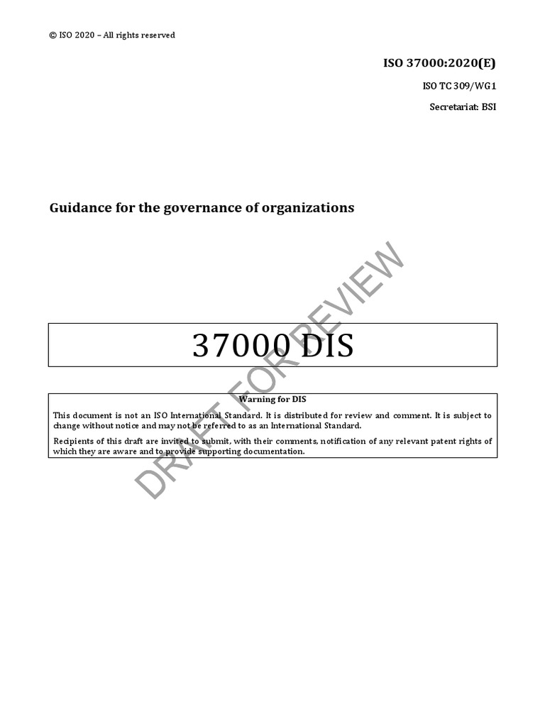 ISO-TC309-Draft ISO 37000 - Governance of Organisations For Comment ...