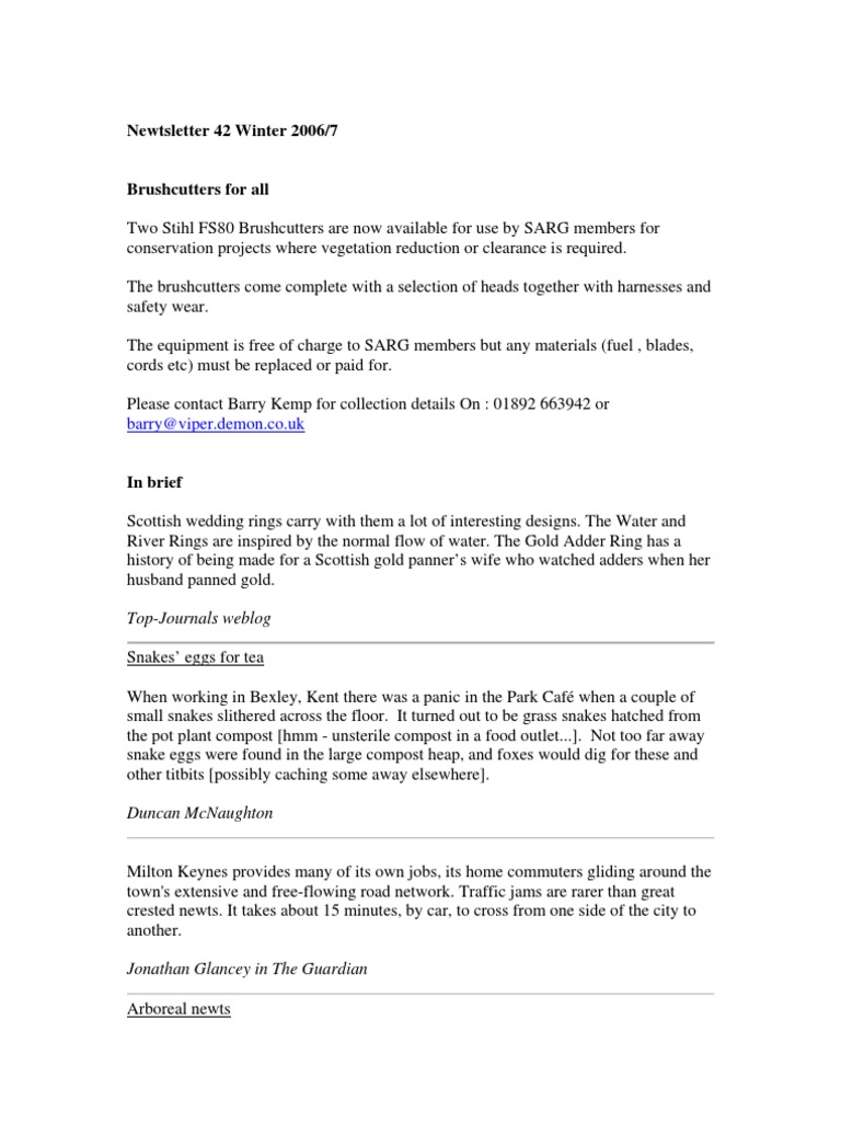 Newts Letter 42 Winter 2006 | PDF | Nature