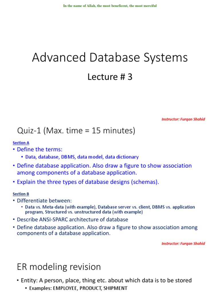 Advanced Database Systems (Lecture-3) | PDF | Databases | Computing