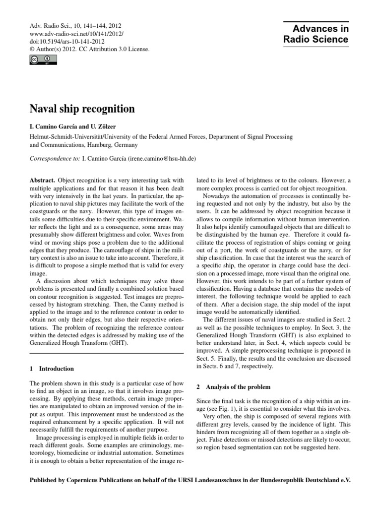 Naval Ship Recognition | PDF | Image Segmentation | Signal Processing