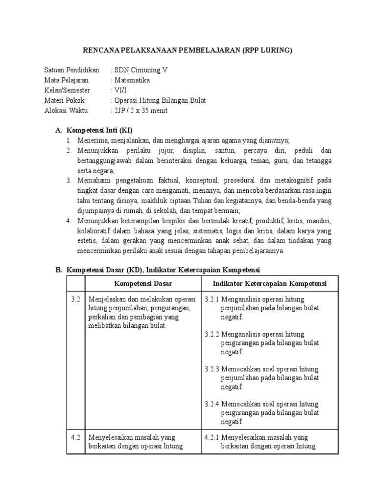 Rencana Pelaksanaan Pembelajaran (RPP Luring) | PDF | Karier & Perkembangan | Seni