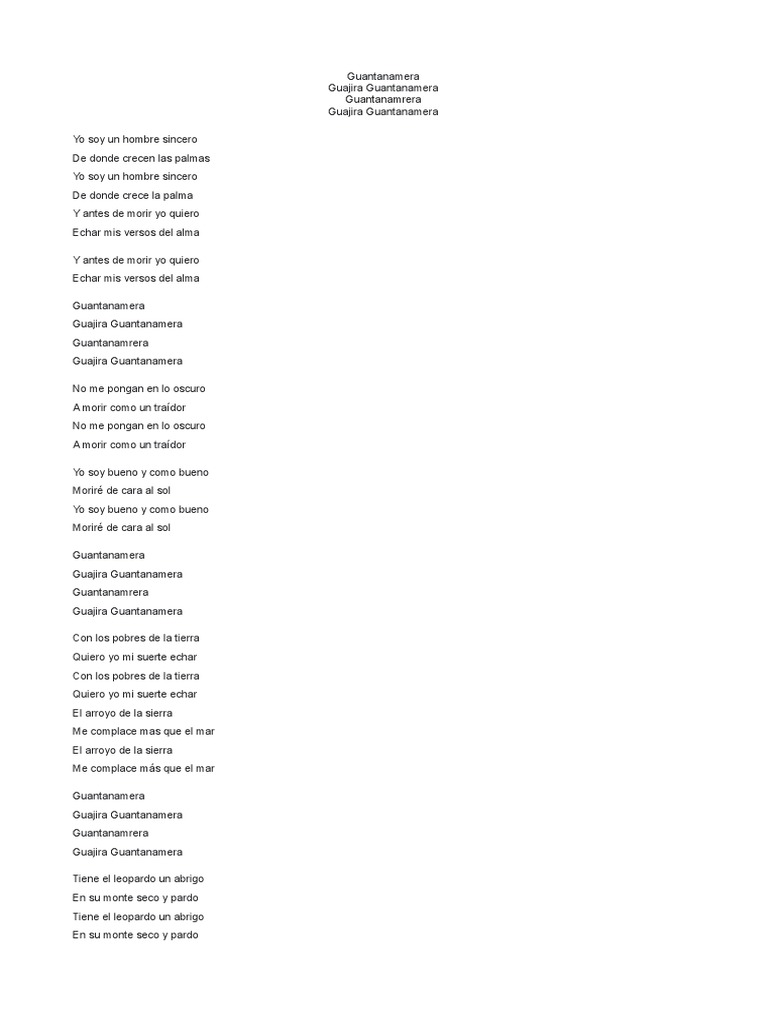 Letra Guantanamera | PDF