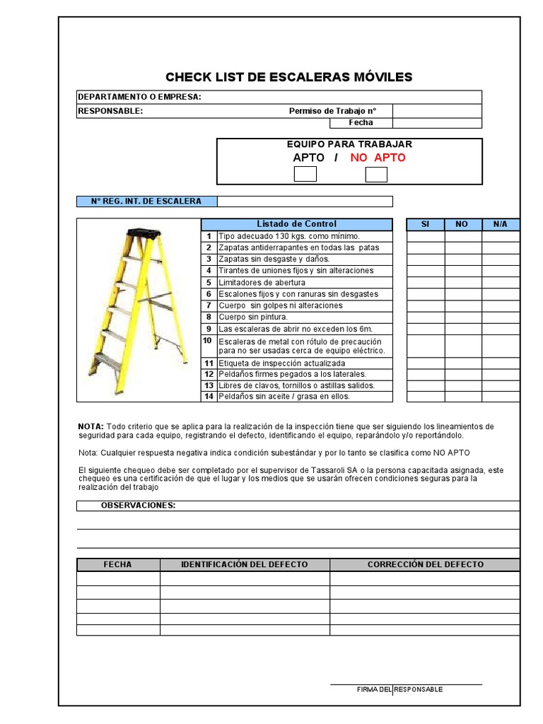 1 - Chequeo de Escaleras Moviles | PDF