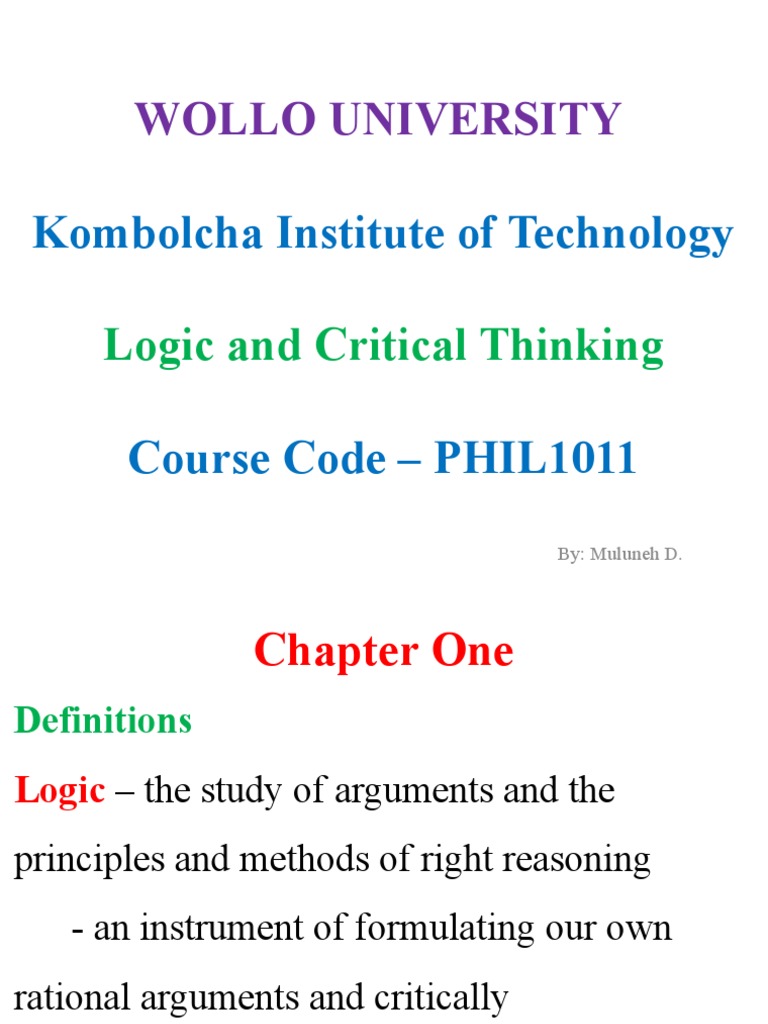 Wollo University: Kombolcha Institute of Technology | PDF | Argument | Inductive Reasoning