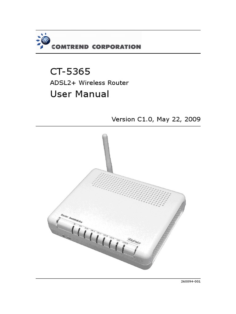 2009-User Manual Router Comtrend CT-5365 | PDF | Ip Address | Wireless Lan