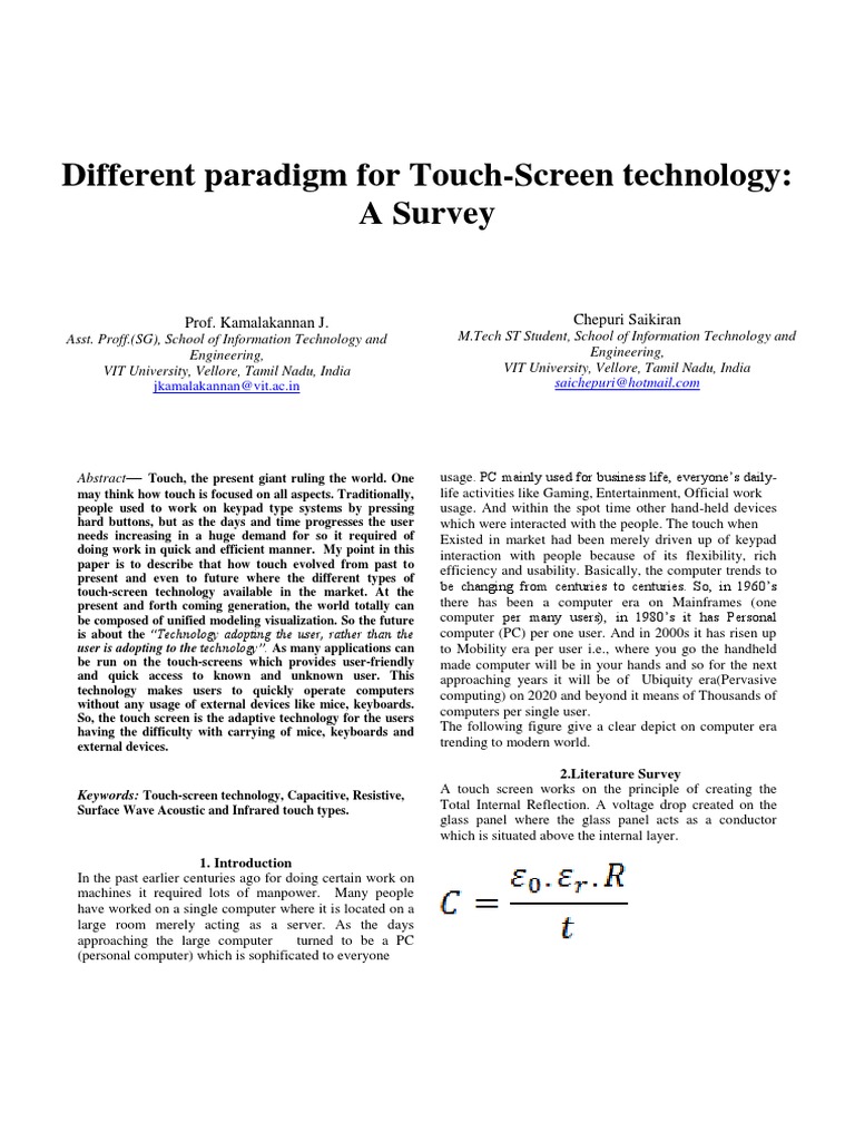 Touchscreen Technology | PDF | Touchscreen | Computing