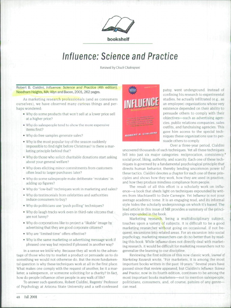 Influence: Science and Practice: Bookshelf | PDF | Sales