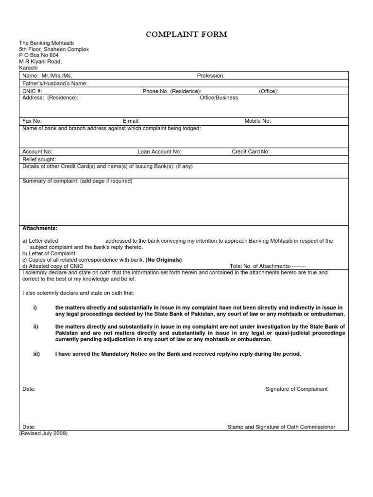 Form Print | PDF | Complaint | Banks