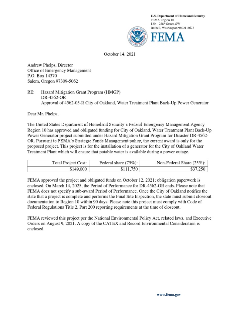 FEMA Region 10 130 - 228 Street, SW Bothell, Washington 98021-8627 ...