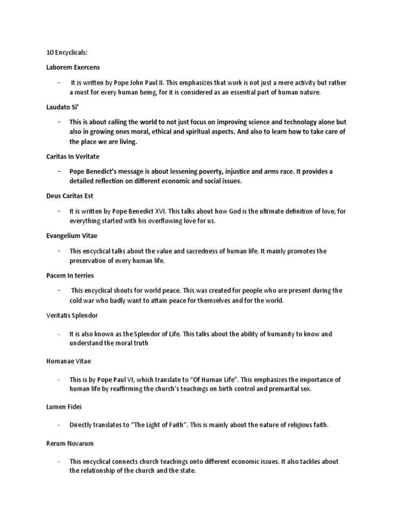 10 Encyclicals | PDF | Applied Ethics | Holy See